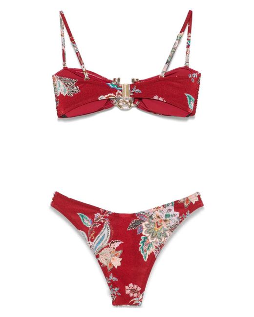 Zimmermann Rhiannon Knot Trim Bikini By in Red | Lyst