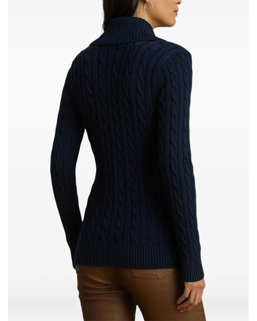 Ralph Lauren Cable-Knit Buckle Cardigan in Blue | Lyst UK