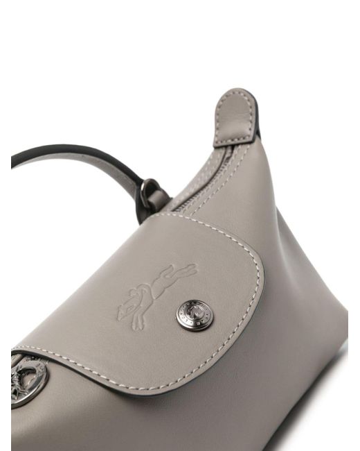 Longchamp Xs Le Pliage Xtra Pouch Leather Tote Bag in Grey | Lyst UK