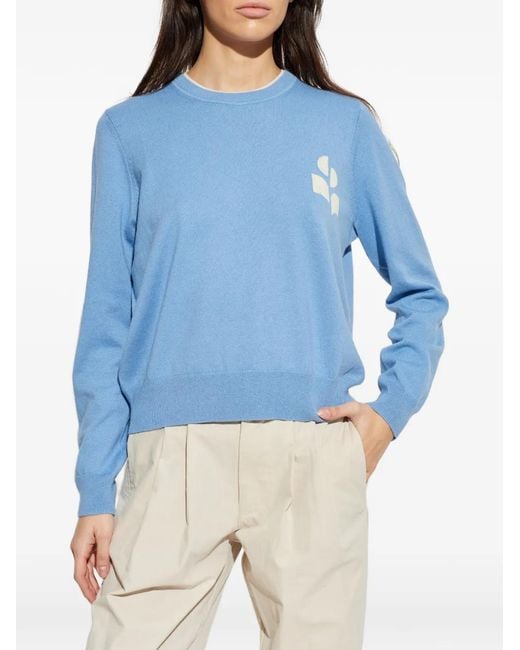 Isabel Marant Intarsia-Knit Logo Sweater in Blue | Lyst