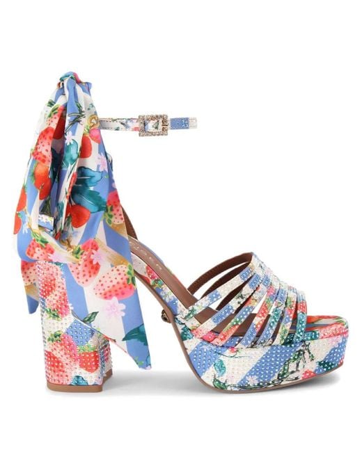 Kurt Geiger 115Mm Pierra Ankle-Tie Platform Sandals in Blue | Lyst UK