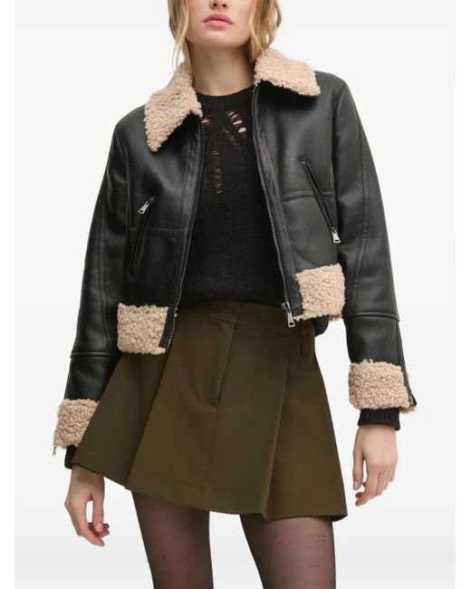 Sisley Faux-Leather Jacket in Black | Lyst UK