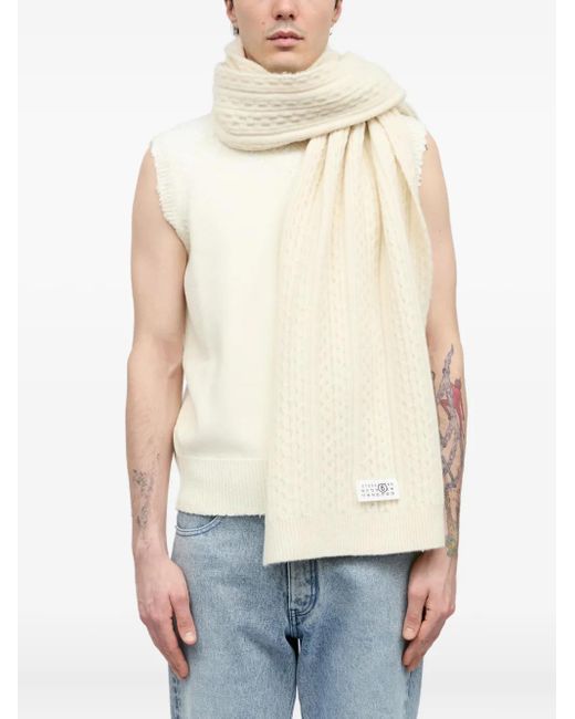 MM6 by Maison Martin Margiela Ribbed-Knit Scarf in White | Lyst UK