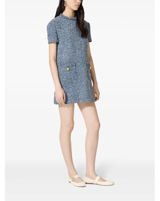 Valentino Garavani Tweed Denim Mini Dress in Blue | Lyst