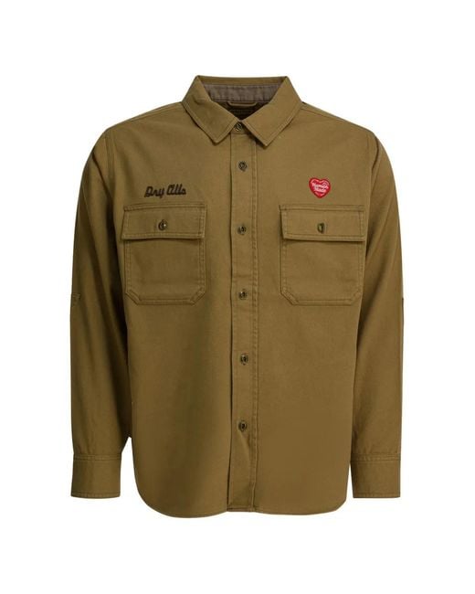 Human Made Work Embroidered Shirt Jacket in Green for Men | Lyst UK