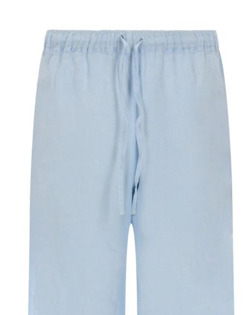 120% Lino Linen Straight-Leg Trousers in Blue | Lyst