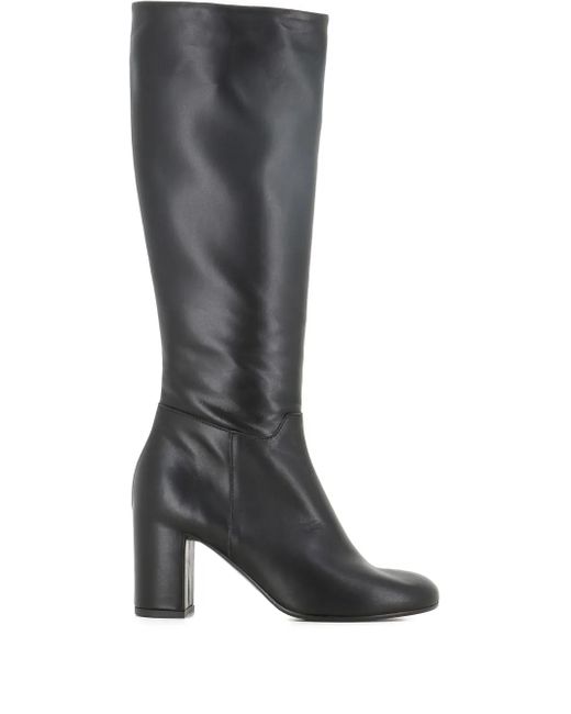 Roberto Del Carlo Block-Heel Leather Boots in Black | Lyst