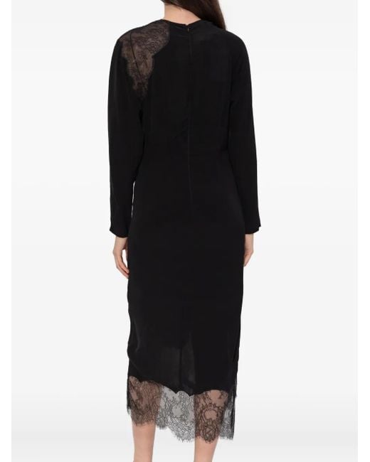 IRO Adima Lace-Panel Midi Dress in Black | Lyst UK