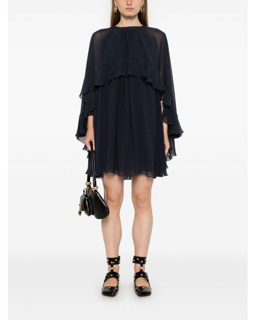 Chloé Silk Mini Dress Set in Blue | Lyst