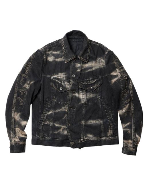 Julius Bleach-Wash Denim Jacket in Black for Men | Lyst UK