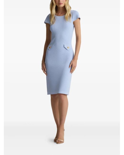 St. John Flatback Ribbed Dress in Blue | Lyst