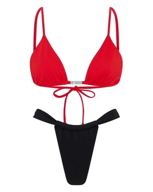 Let's Swim Triangle Bikini Top in Red | Lyst
