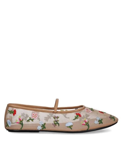 Jeffrey Campbell Embroidered Mesh Ballet Flats in Brown | Lyst UK
