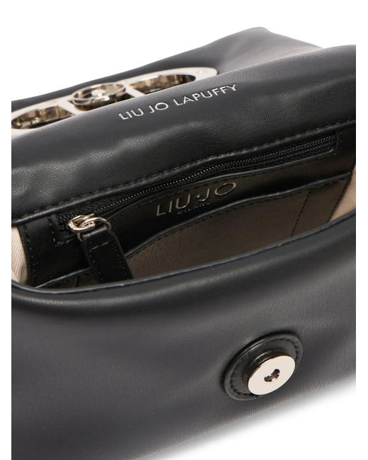 Liu Jo Lapuffy Monogram Chain Satchel in Black | Lyst UK