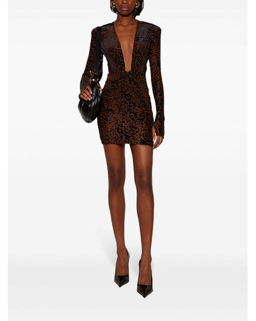 Alex Perry Leopard-Print Dress in Brown | Lyst
