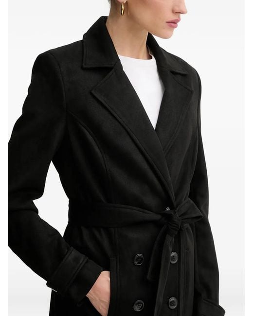 Bardot Double-Breasted Tie Coat in Black | Lyst UK