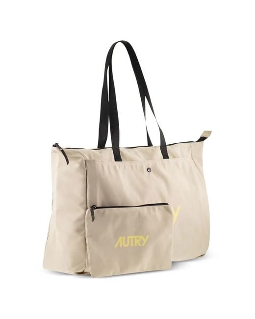 Autry Logo-Print Tote Bag in Natural | Lyst