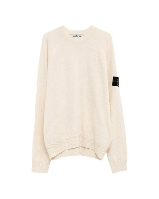 Stone Island Texture Patch-Detail Sweater in White for Men | Lyst UK