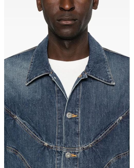 SAGE NATION Curved-Panel Denim Jacket in Blue for Men | Lyst UK