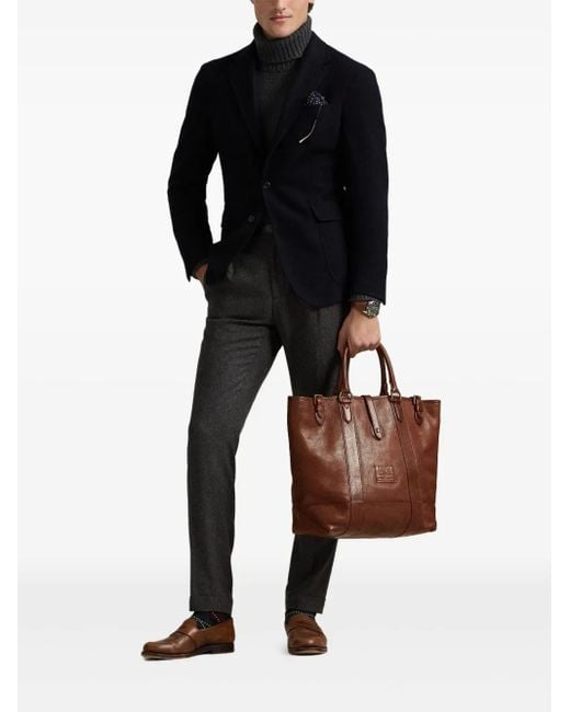 Polo Ralph Lauren Heritage Textured Leather Tote Bag in Brown for Men ...
