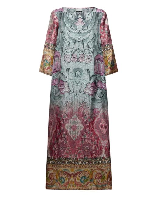 Pierre Louis Mascia Printed Bell-Sleeve Dress in Pink | Lyst