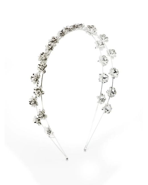 Jennifer Behr Flower-Embellished Double-Band Headband in White | Lyst UK
