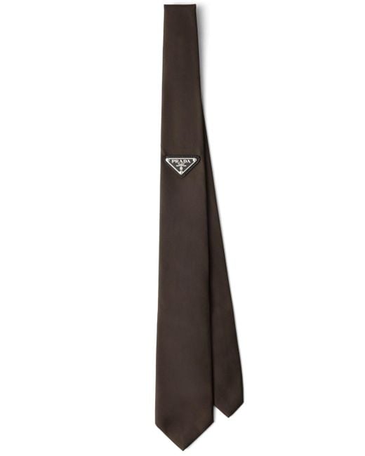 Prada Triangle Logo Tie in Brown for Men | Lyst