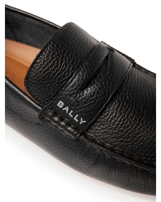 Bally Pilot Driver Grained Leather Loafers in Black for Men | Lyst