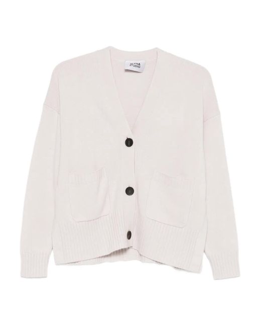 Alpha Studio Fine-Ribbed Cardigan in White | Lyst UK