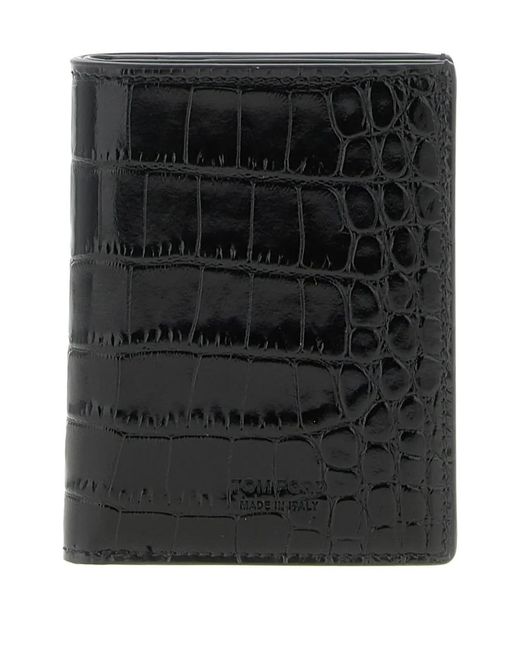 Tom Ford Croc-pattern Logo Card Holder in Black for Men | Lyst UK