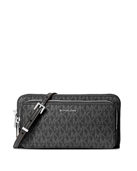Michael Kors Monogram-Pattern Cross Body Bag in Black | Lyst