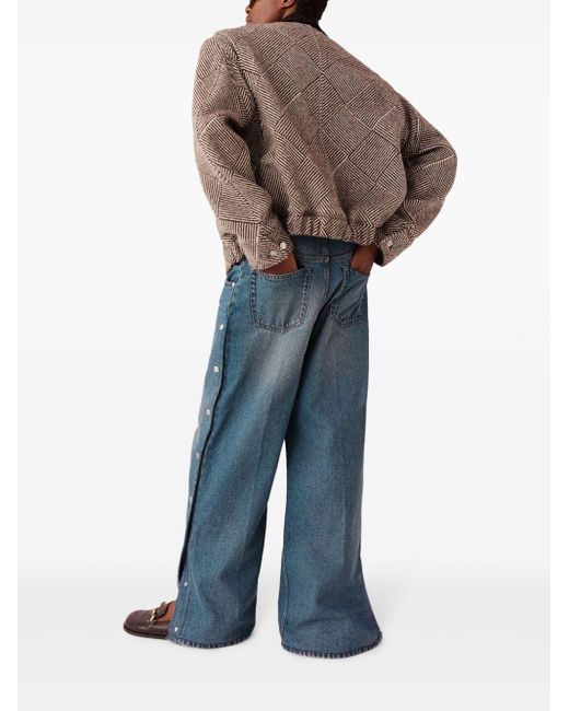 Stella McCartney Corduroy-Collar Tweed Jacket in Brown | Lyst