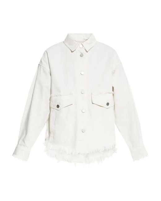 AllSaints Frayed Hem Denim Jacket in White | Lyst