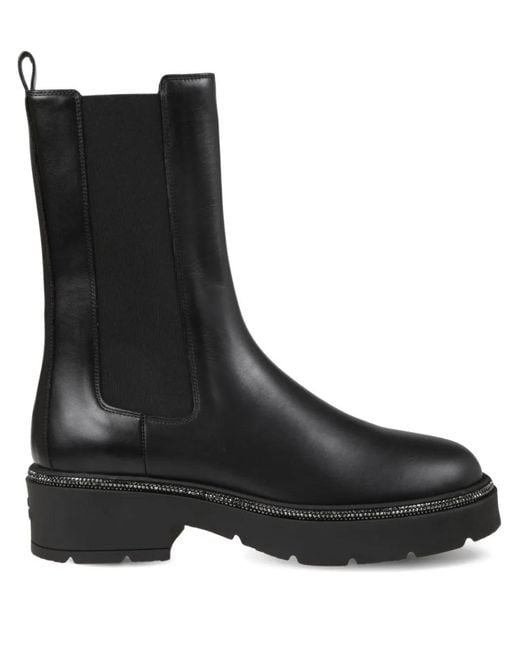 Rene Caovilla Crystal-Embellished Mid-Calf Boots in Black | Lyst UK