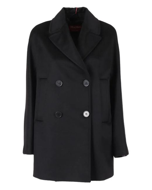 Max Mara Sheree Double-Breasted Peacoat in Black | Lyst