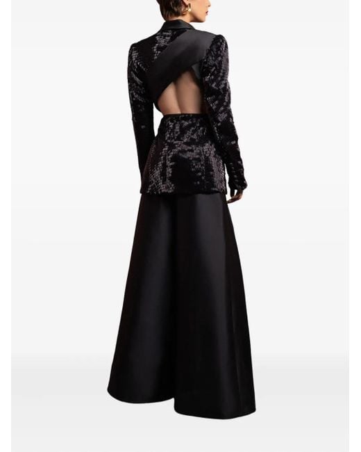 Gaby Charbachy Sequin-Embellished Wide-Leg Suit in Black | Lyst