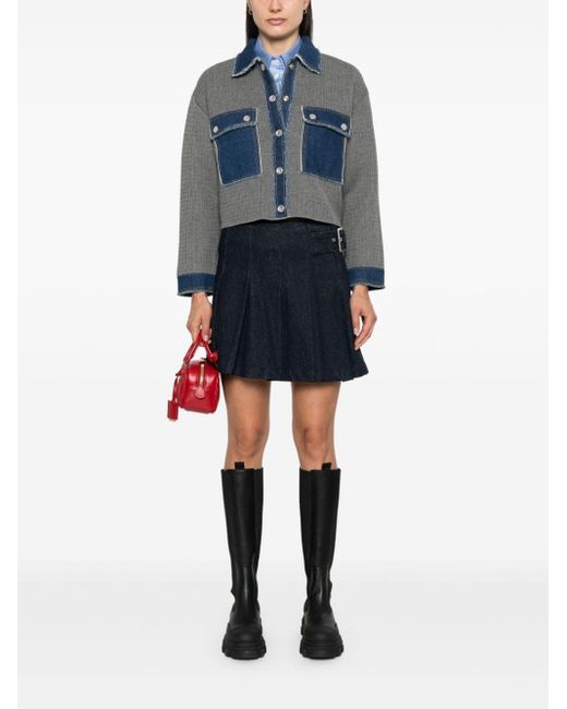 Sandro Cable-Knit Denim Jacket in Blue | Lyst