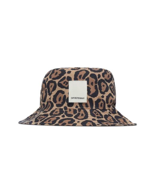 Emporio Armani Leopard-Print Bucket Hat in Brown for Men | Lyst