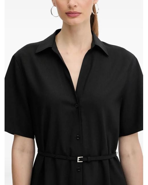 BOSS Belted Midi Shirt Dress in Black | Lyst UK
