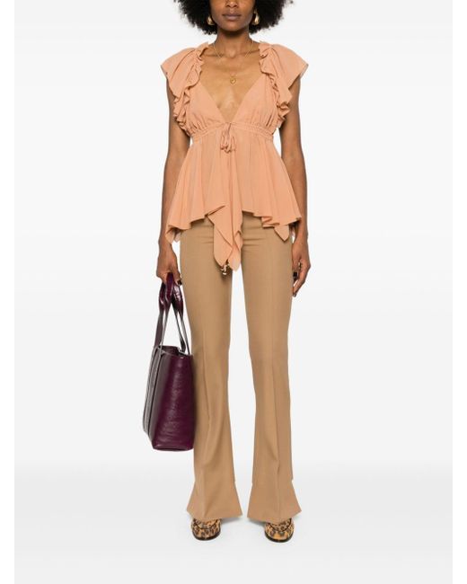 Chloé Coconut Relaxed Fit Trousers in Natural | Lyst