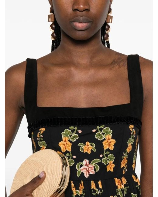 Agua Bendita Barbara Floral Mini Dress in Black | Lyst UK