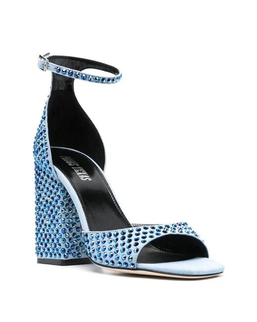 Paris Texas Holly Fiona 100Mm Rhinestone Sandals in Blue | Lyst