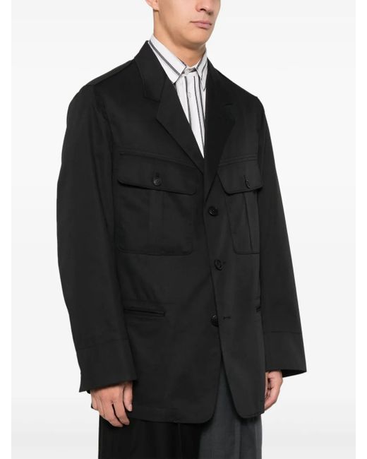 Yohji Yamamoto Pleat-Detail Twill Blazer in Black for Men | Lyst