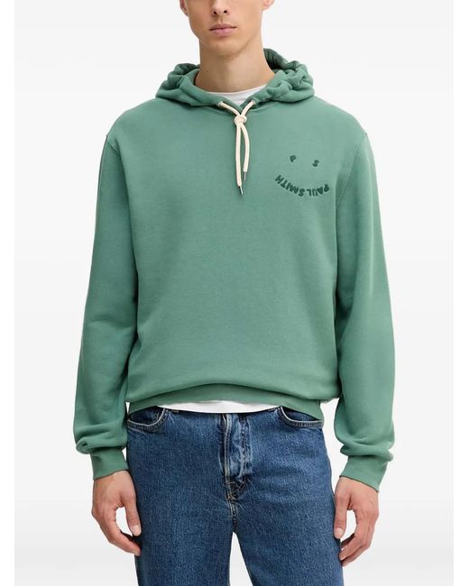 Paul Smith Logo-Embroidered Hoodie in Green for Men | Lyst UK