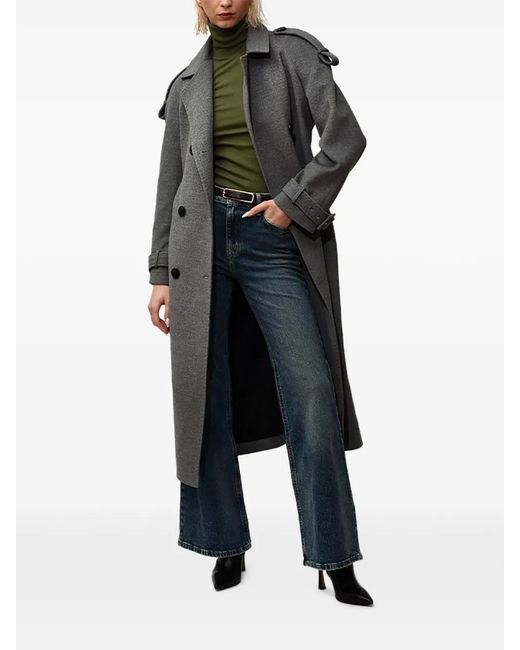 Poche Paris Belted Coat in Grey | Lyst UK