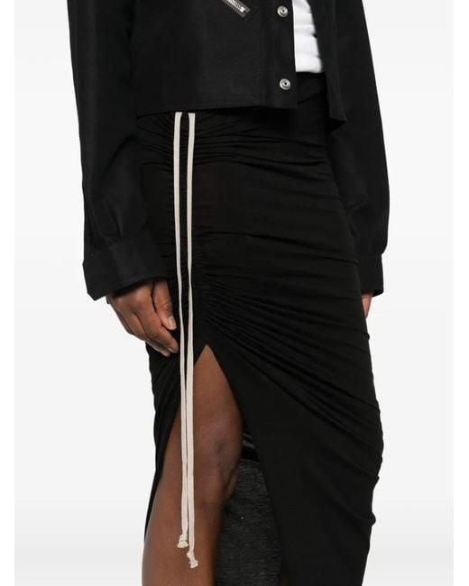 Rick Owens Edfu Drawstring Slit Skirt in Black | Lyst UK