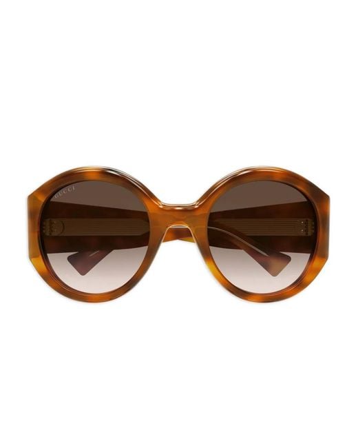 Gucci Round-Frame Sunglasses in Brown | Lyst UK