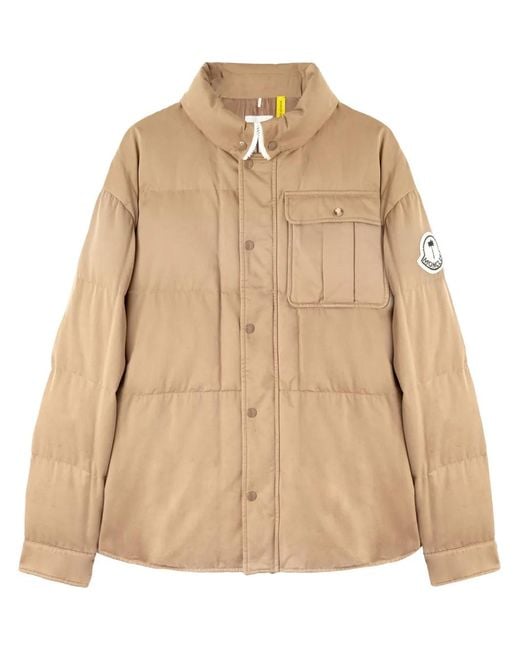 Palm Angels x Moncler X Moncler Logo-Appliqué Puffer Jacket in Natural ...