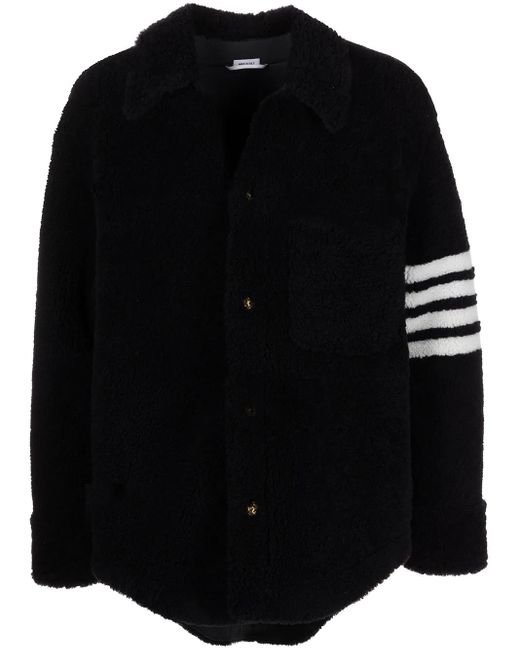 Thom Browne 4-bar Shearling Jacket in Black for Men | Lyst UK
