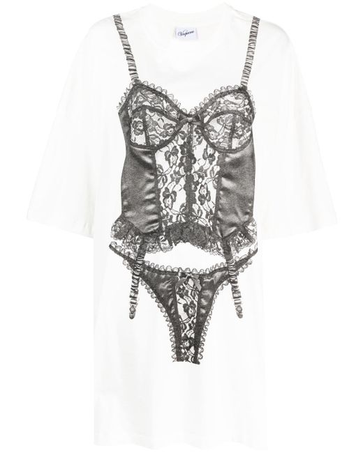 VAQUERA Lingerie-print Cotton T-shirt in White | Lyst